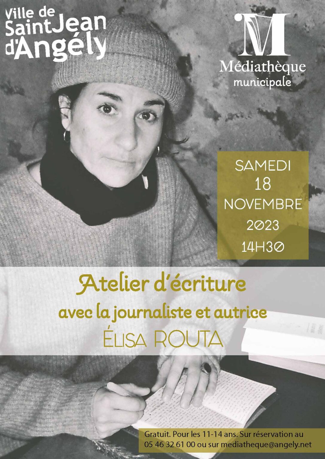 Atelier d'écriture avec Elisa Routa - Ville de Saint-Jean-d'Angély